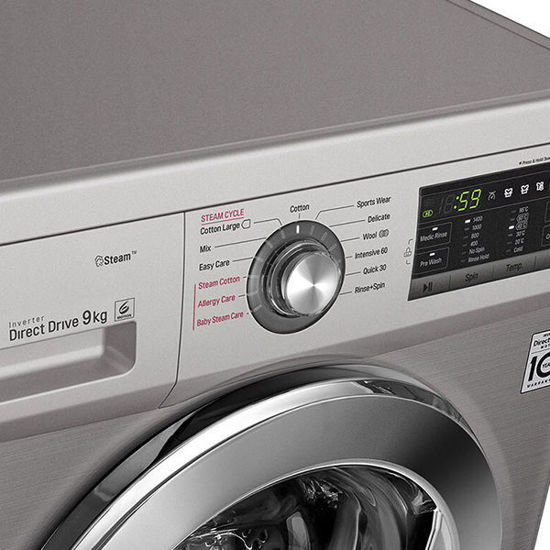 El-Iraqi Company | LG Steam Washing Machine 9Kg Chrome Knob - Silver ...