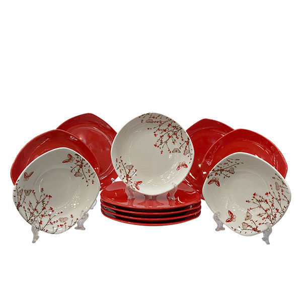 El-Iraqi Company | Drobina 24 Pieces Dinner Set Red color