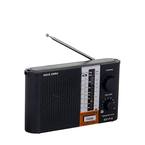 El-Iraqi Company | Gold Jinru AM/FM Radio Long Battery Life Black ICF-F12