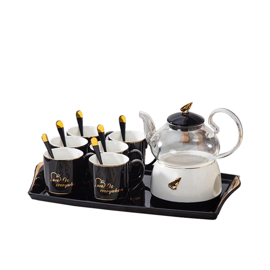 El-Iraqi Company | Nour Al Mostafa Porcelain Tea Set 17 Pieces with Tray