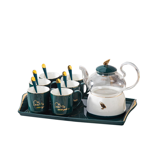 El-Iraqi Company | Nour Al Mostafa Porcelain Tea Set 17 Pieces with Tray
